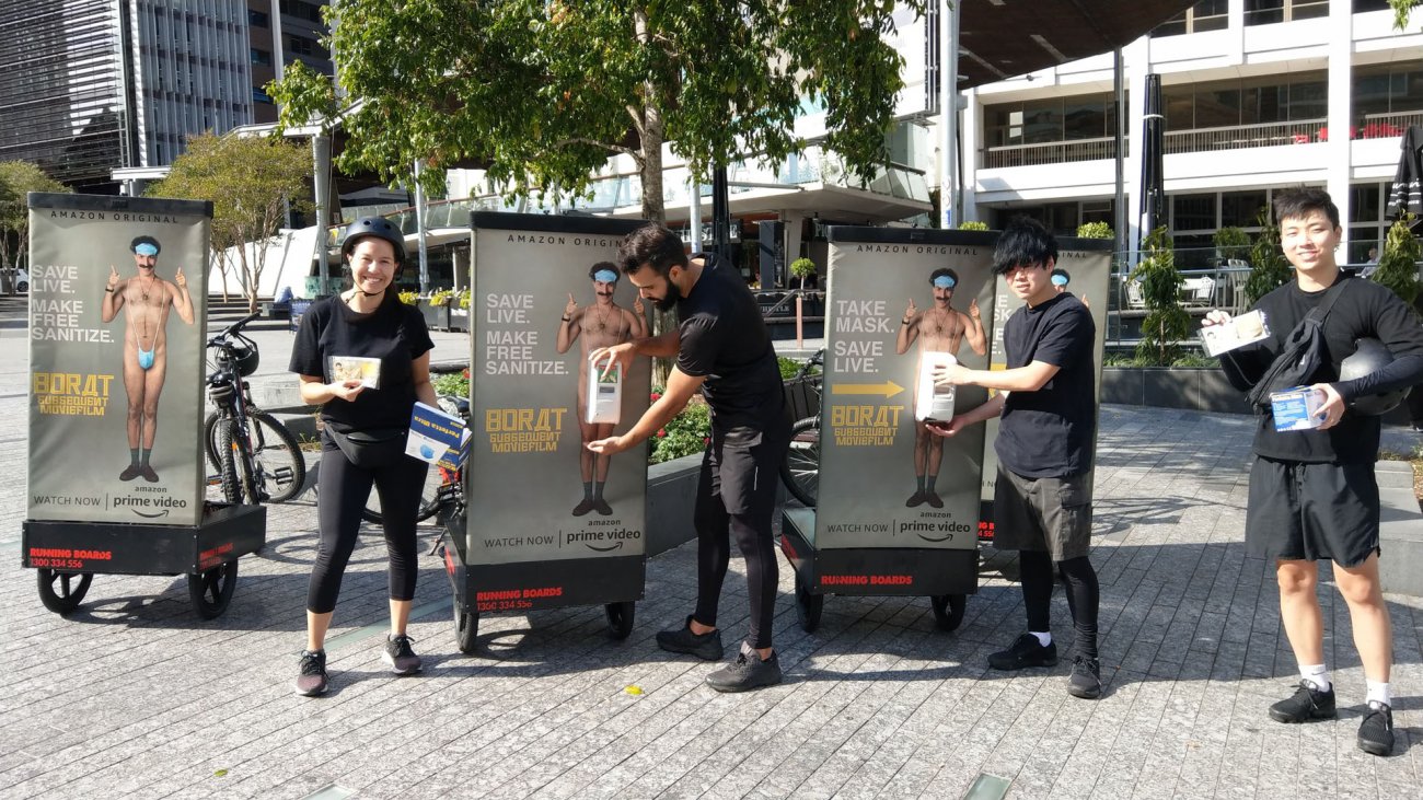 Running Boards bike boards OOH promotion for new Borat 2 film for ...